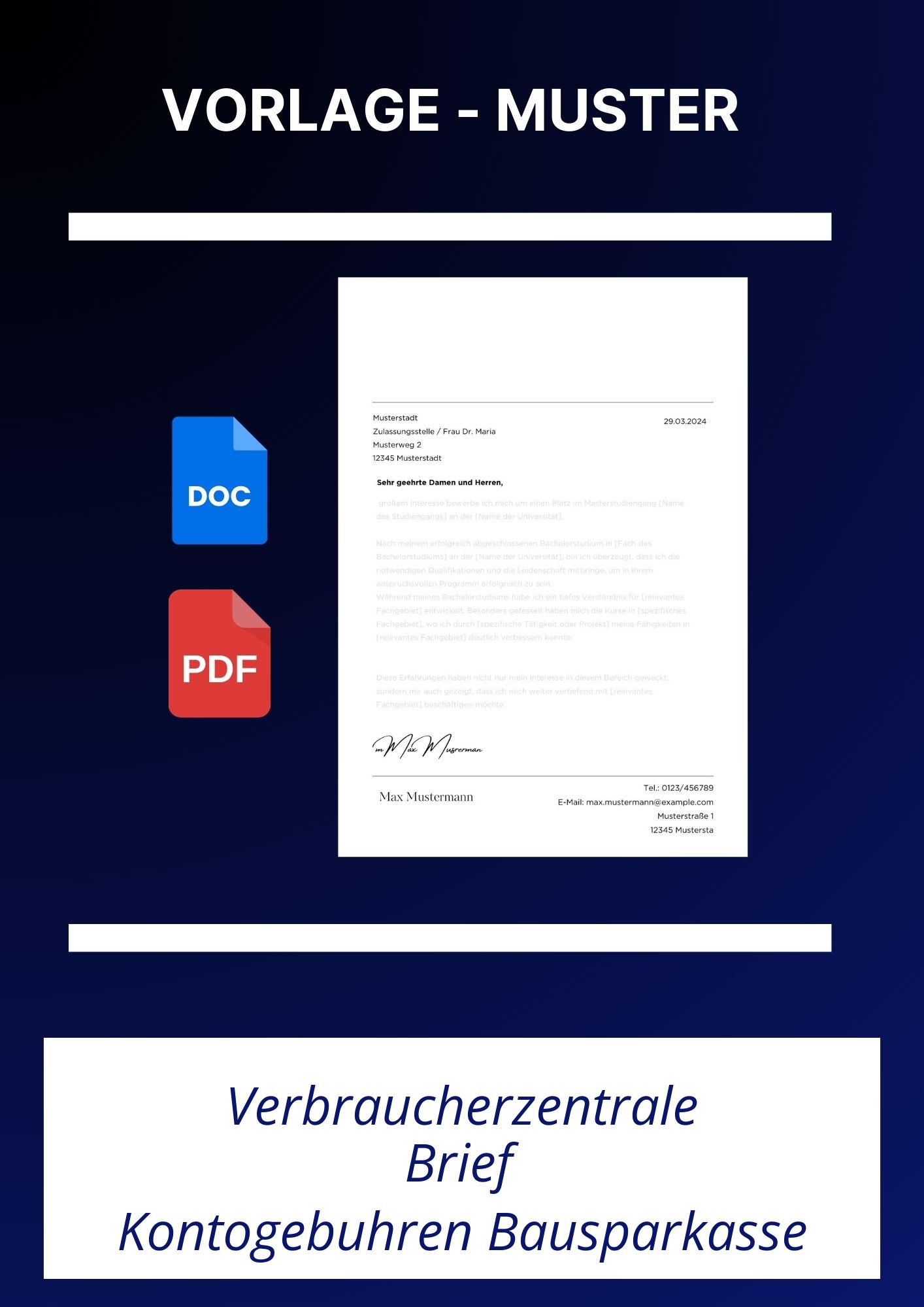 Verbraucherzentrale Musterbrief Kontogebühren Bausparkasse